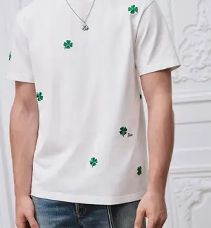 Dior T-shirt With Clover Embroidery, Relaxed Fit