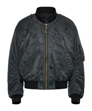 MAISON MARGIELA Reversible Bomber Jacket With Signature Stitches - Dark Grey