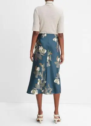 Vince Floral Print High-waisted Midi Skirt