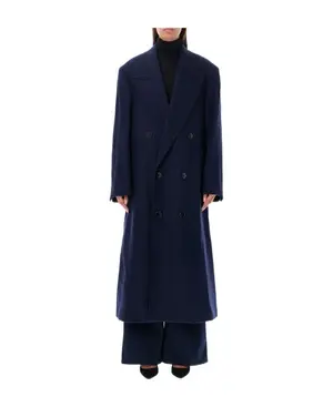 AMI Paris Double-breasted Long Coat - Black