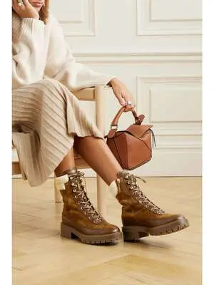 AQUAZZURA Lace-up Ankle Boots - Ecru/chestnut