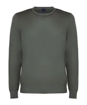 Fedeli Long-sleeved Crewneck Jumper - Medium Green
