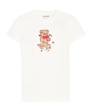 Moschino Teddy Bear Heart Print Cotton T-shirt - White