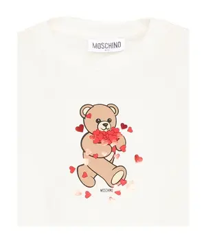 Moschino Teddy Bear Heart Print Cotton T-shirt - White