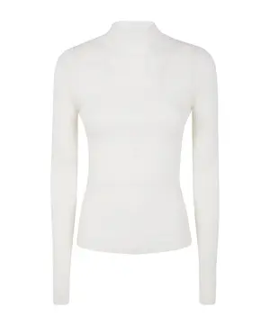 TWINSET Long Sleeved High-neck Ribbed Jumper - White
