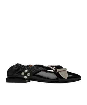 Toga Buckle Ballet Shoes - Black