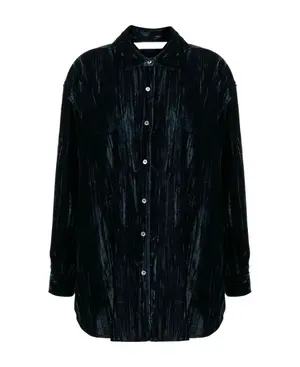 Palm Angels Velvet Crinkled Shirt - Black