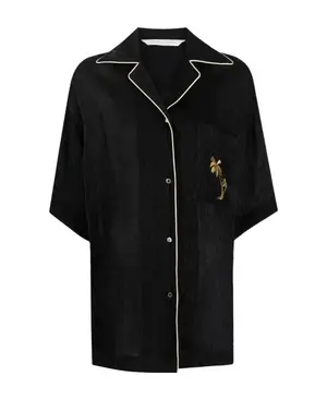 Palm Angels Soireé Logo-embroidered Button-up Shirt - Black