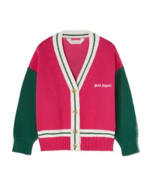 Palm Angels Bear-print Colour-block Cardigan - Red