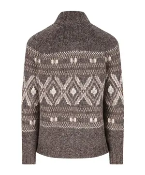 Brunello Cucinelli Fair Isle Pattern High Neck Zip-up Cardigan - No