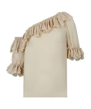 Saint Laurent Asymmetrical Ruffle Top