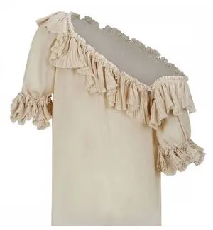 Saint Laurent Asymmetrical Ruffle Top
