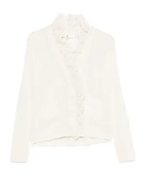 Ermanno Scervino Lace-trimmed Buttoned Cardigan - White