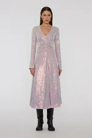 ROTATE BY BIRGER CHRISTENSEN V-neck Long-sleeved Dress