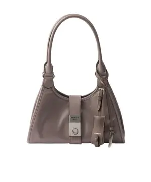 Prada Small Leather Tote Bag - Gray