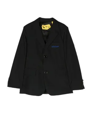 Off-White Single-breasted Logo-embroidered Blazer - Black