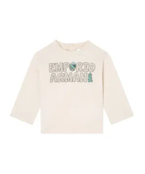 Emporio Armani Logo-print Long-sleeve T-shirt - Light Brown