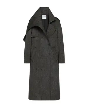 COURREGES Asymmetric-collar Long Coat - Black