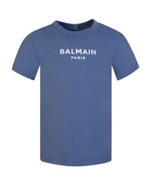 Balmain Logo-print Cotton T-shirt - Blue