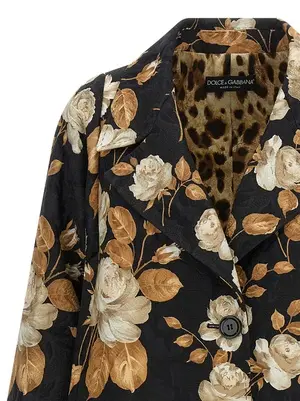 Dolce & Gabbana Rose Printed Long Sleeve Coat