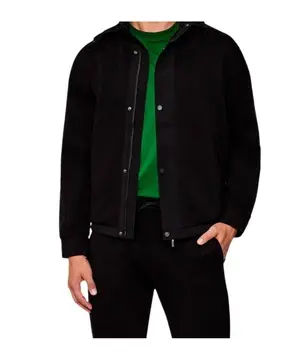 Armani Exchange Long Sleeve Hooded Sweatshirt With Snap Button Closure