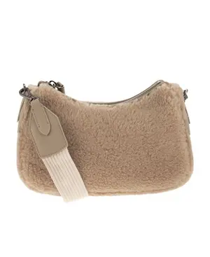 Brunello Cucinelli Chain-detail Shearling Crossbody Bag - Nude