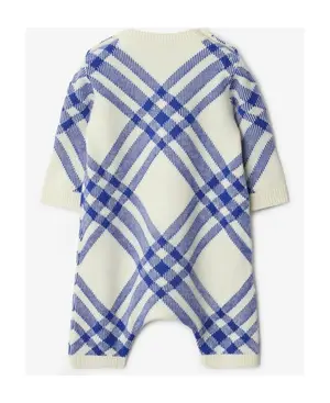 Burberry Checked Ribbed-knit Babygrow Set