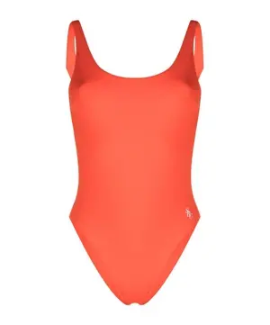 SPORTY  RICH Printed Backless One-piece Swimsuit - Orange