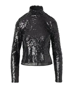 Rag & Bone Lucy Sequined Turtleneck Top - Black