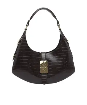 GANNI Embossed Shoulder Bag - Black