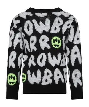 BARROW Logo-jacquard Brushed Cardigan