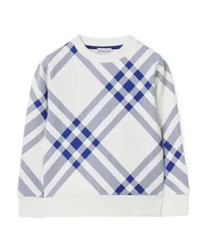 Burberry Checked Crewneck Sweatshirt - White