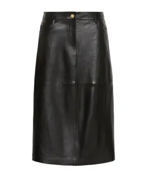 Max Mara Nappa-leather A-line Skirt - Black