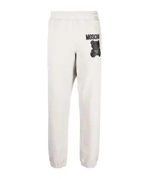 Moschino Teddy Bear-print Organic-cotton Track Pants - White