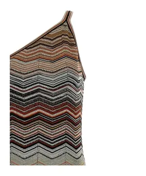 Missoni Chevron Pattern Long One-shoulder Dress