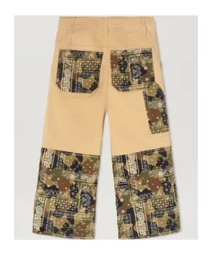 Palm Angels Paneled Cotton Trousers With Paisley Print