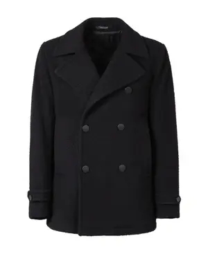 Tagliatore Lapel-collared Double-breasted Coat - Black