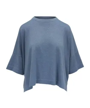 Brunello Cucinelli Boxy Knit Top - Blue