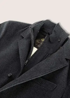 Loro Piana Long Sleeve Coat With Knitted Collar