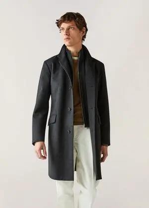 Loro Piana Long Sleeve Coat With Knitted Collar