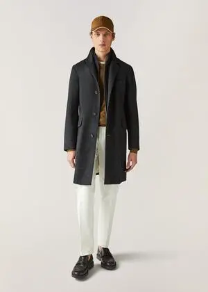 Loro Piana Long Sleeve Coat With Knitted Collar