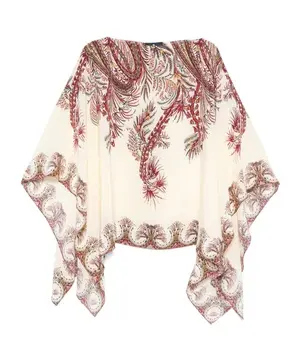 Etro Paisley Printed Boat-neck Blouse - White