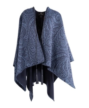 Etro Paisley Jacquard Poncho - Blue