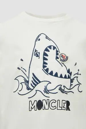 Moncler Embroidered Shark Motif Cotton Jersey T-shirt