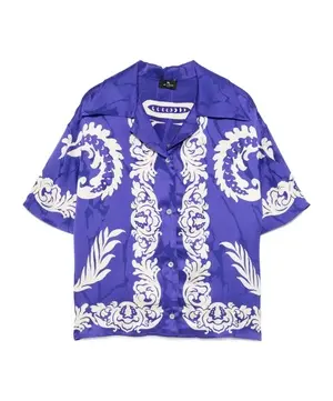 Etro Graphic Print Satin Shirt - Blue