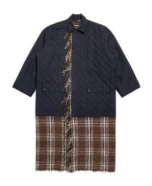 Balenciaga Layered Parka In Dark Blue - Black