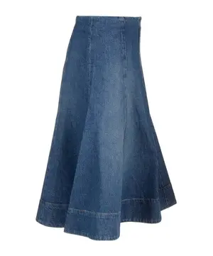 Khaite The Lennox Low-rise Denim A-line Skirt