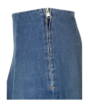 Khaite The Lennox Low-rise Denim A-line Skirt