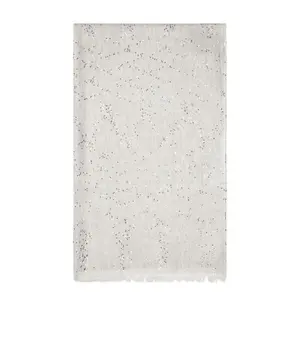 Brunello Cucinelli Glitter Embellished Frayed-edge Scarf - Light Gray