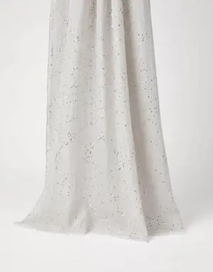 Brunello Cucinelli Glitter Embellished Frayed-edge Scarf
